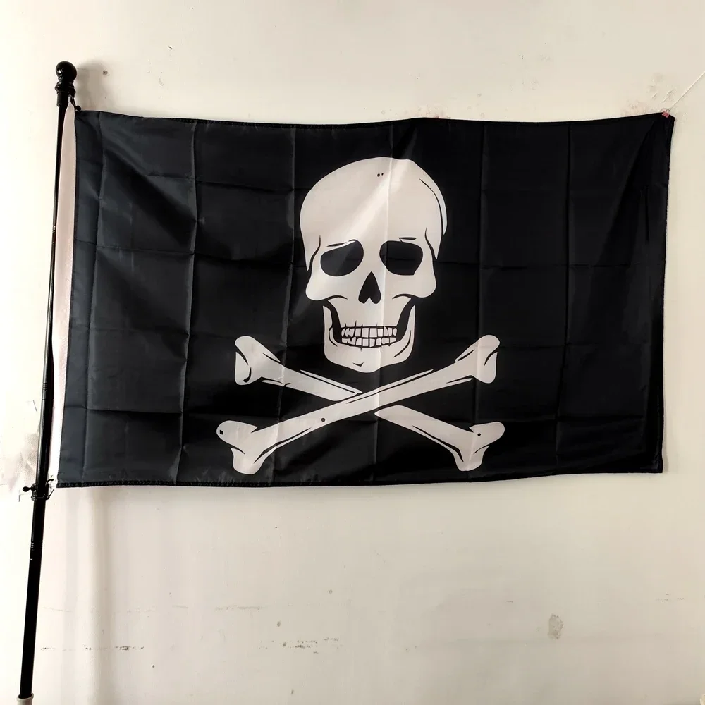 Pirate Skull Flag 90x150cm, Jolly Roger Jack Rackham Design, Durable ...