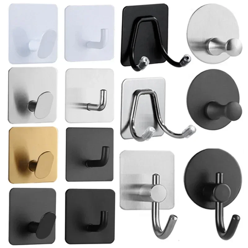 304-Stainless-Steel-Multi-Purpose-Hooks-Self-Adhesive-Wall-Mounted-Hook ...