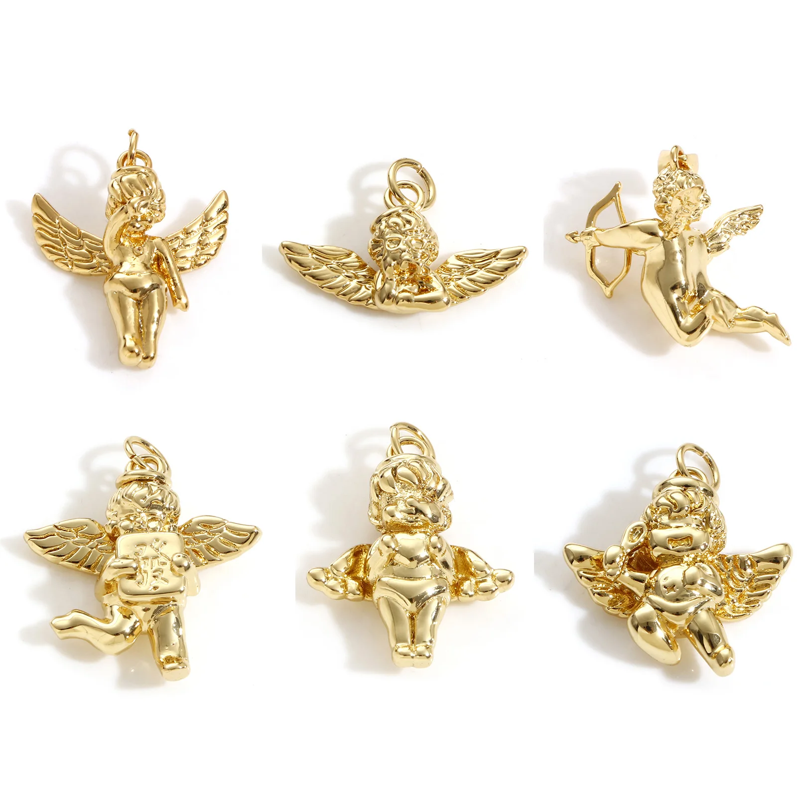 Angel-Shaped-3D-Pendant-With-Circles-Copper-Religious-Charms-18k-Gold ...