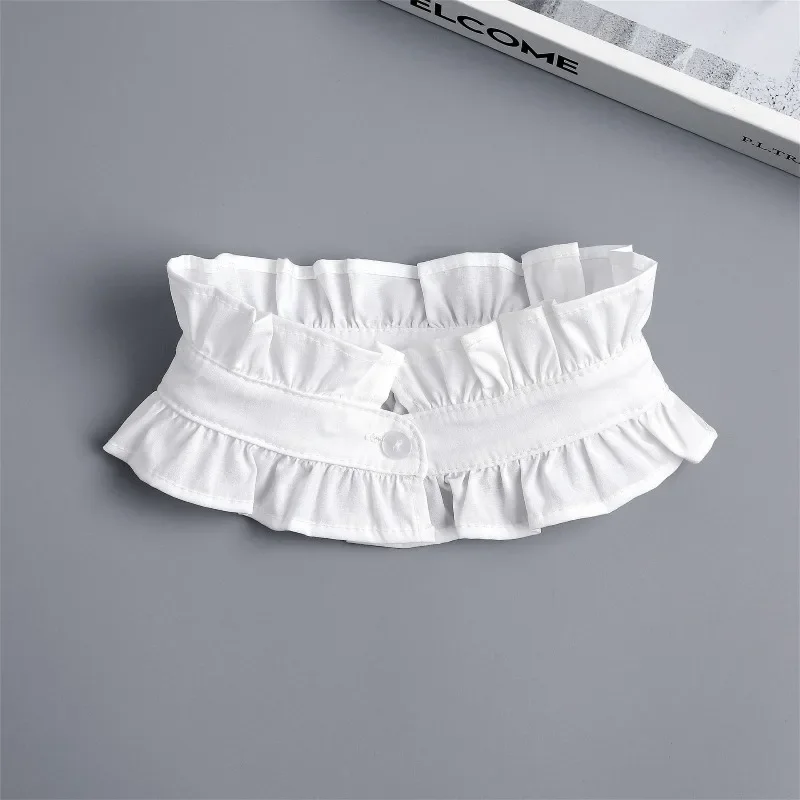 Women Pleated Ruffled Stand Detachable Collar Blouse Shirt Stand Collar ...