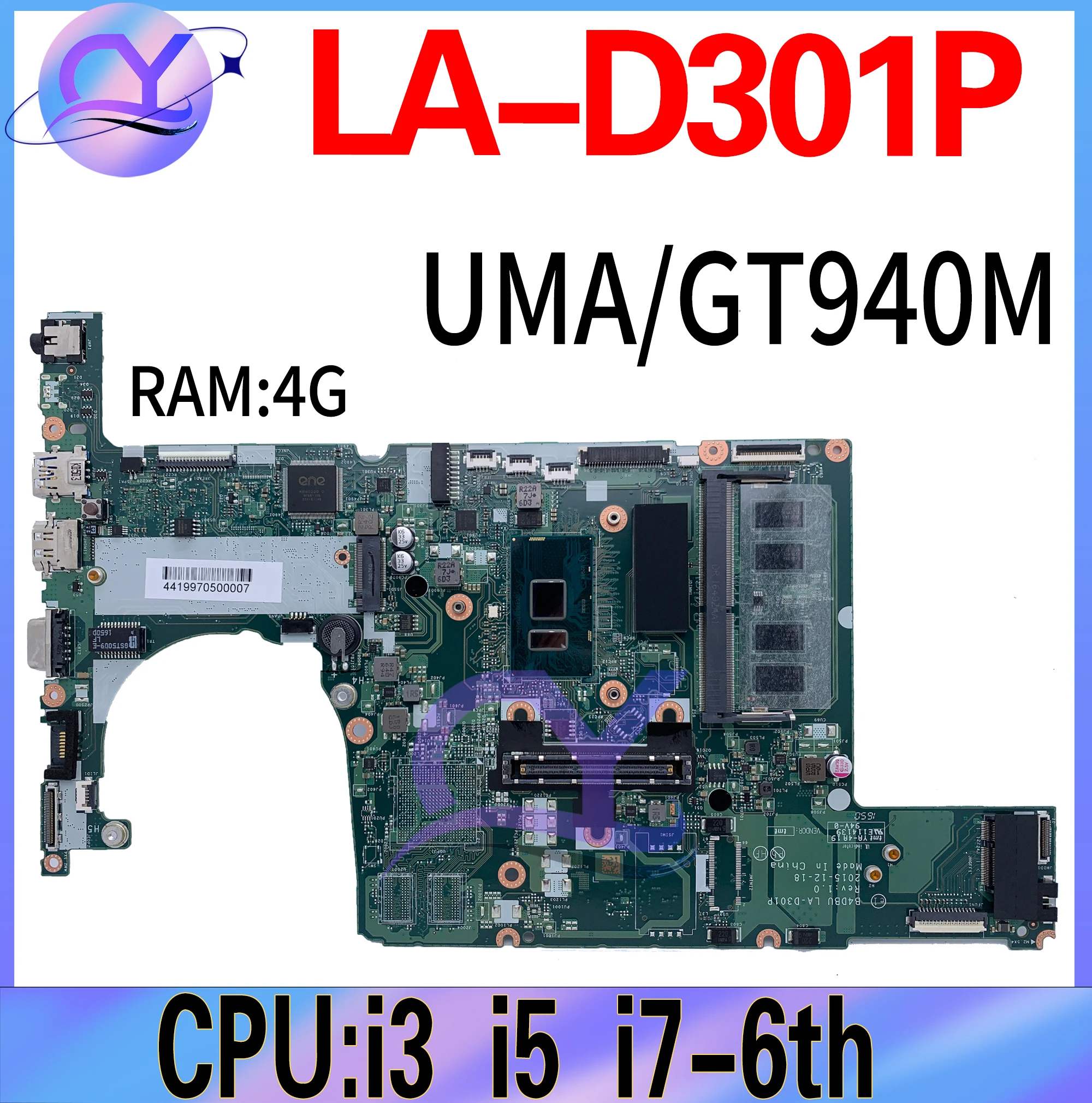 LA-D301P Notebook Mainboard For ACER Travelmate TMP648 TMP648-M P648 N15C5 Laptop Motherboard i3 ...