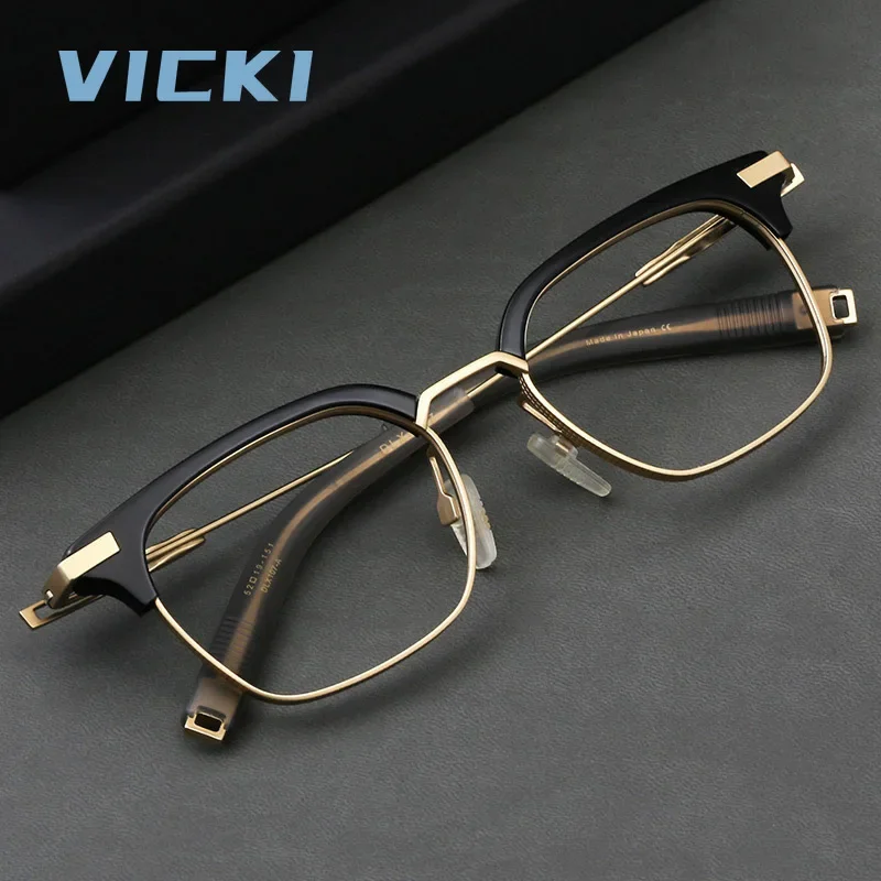 VICKI-Titanium-Frame-Male-Square-Frame-Retro-Big-Face-Eyebrow-Frame-Can ...
