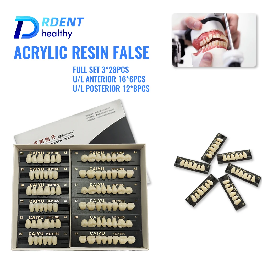 96PCS Dental Acrylic Resin FalseTeeth Dientes Acrílicos Acrylic Upper ...
