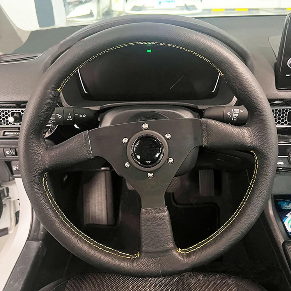 Universal-New-Automobile-Modification-Leather-Steering-Wheel-14-Inch ...