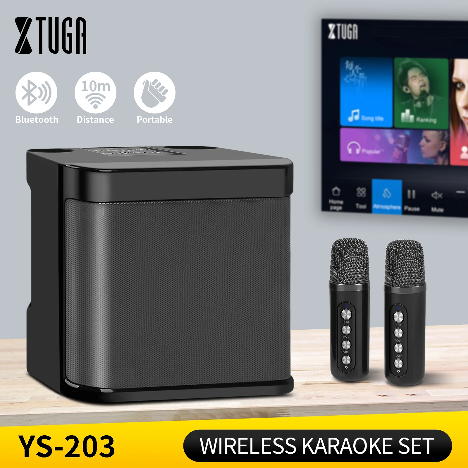 XTUGA-Portable-Professional-Dual-Microphone-Bluetooth-Speaker-Wireless ...