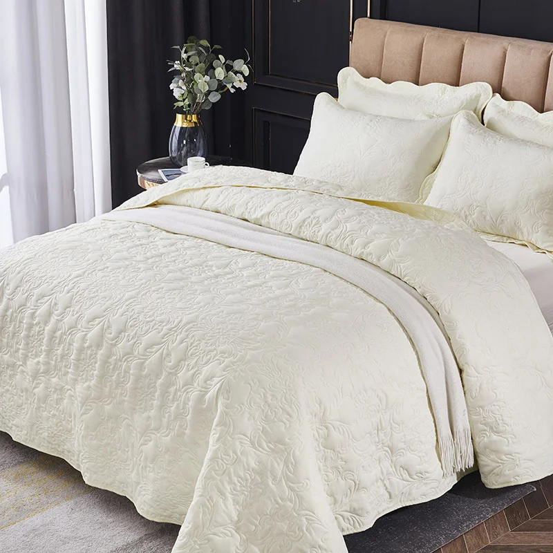High-Quality-Solid-Color-Quilted-Bedspread-220x240cm-Nordic-Style ...