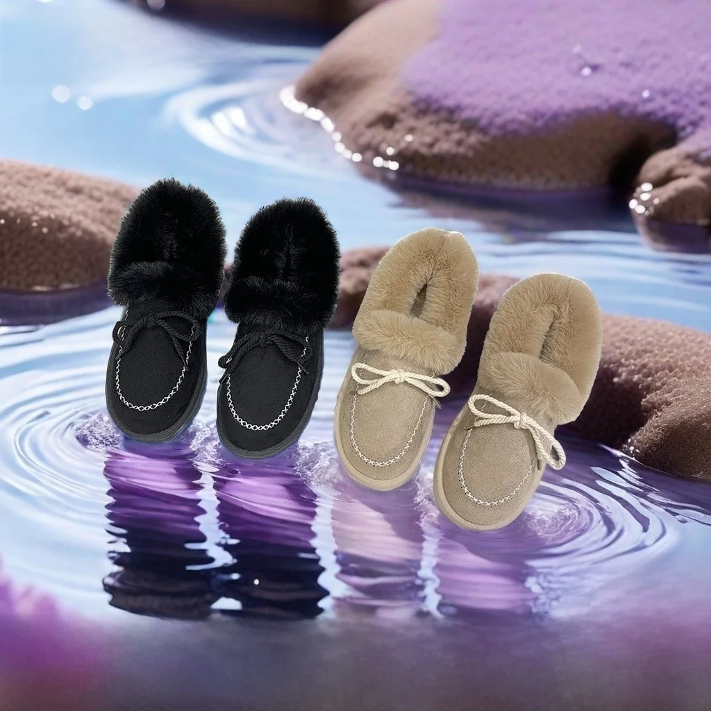 Furry-Cotton-padded-Shoes-Moccosins-Women-Fleece-lined-Winter-Pregnant ...