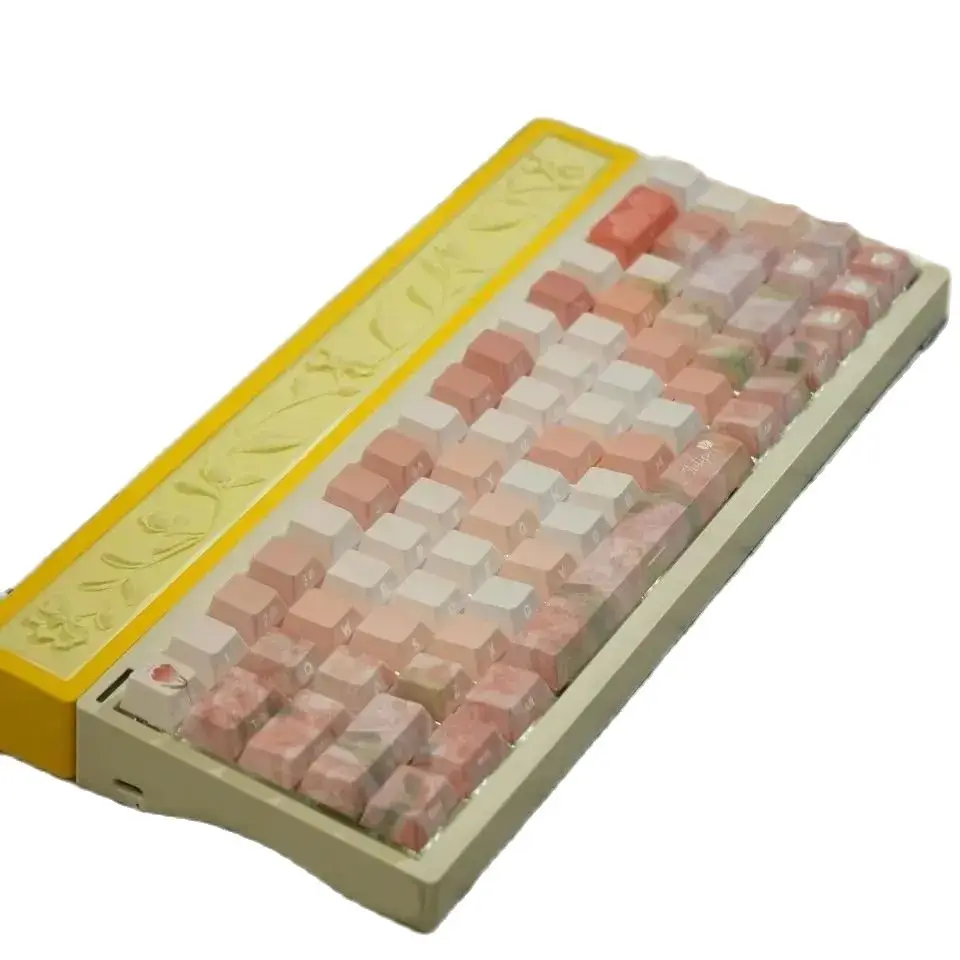 NPKC-Tulip-Theme-Pink-Keycap-Set-Cherry-Profile-Floweral-Pattern-Key ...