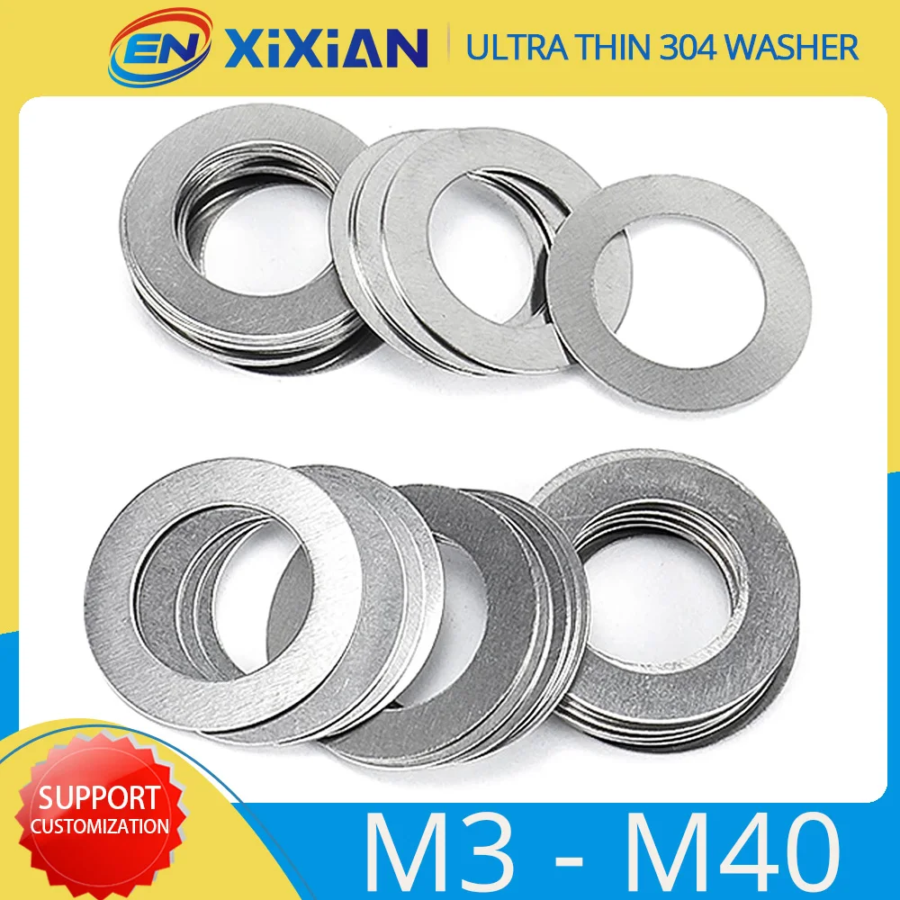 10Pcs M3 M4 M5 M6 M8 M10 M12 M14 M16 M18 M20 M40 Ultra Thin 304 Stainless Steel Flat Washer ...