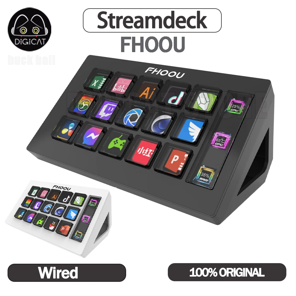 Stream-Deck-Visual-Keyboard-LCD-Button-15-Keys-Live-Content-Creation-Controller-Custom-Button ...