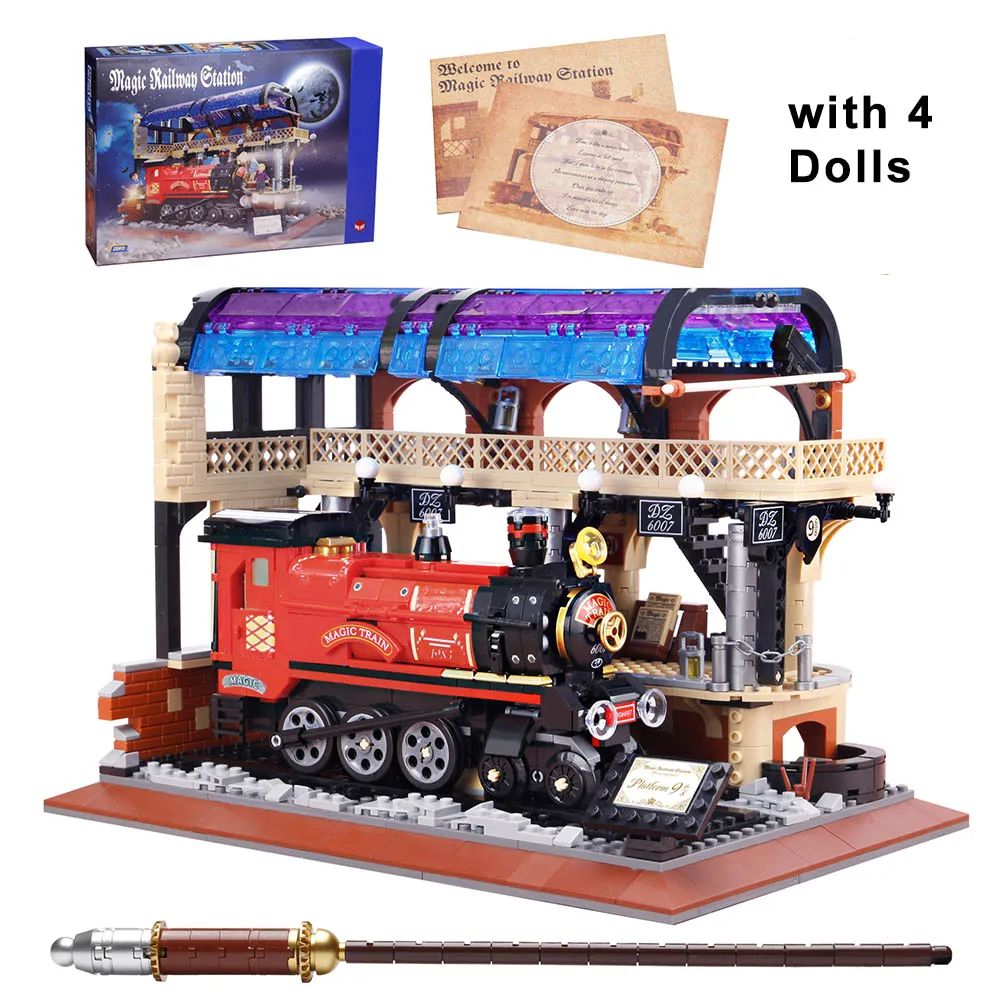 1308PCS-Creative-Magic-Railway-Station-Building-Blocks-MOC-City-Street ...