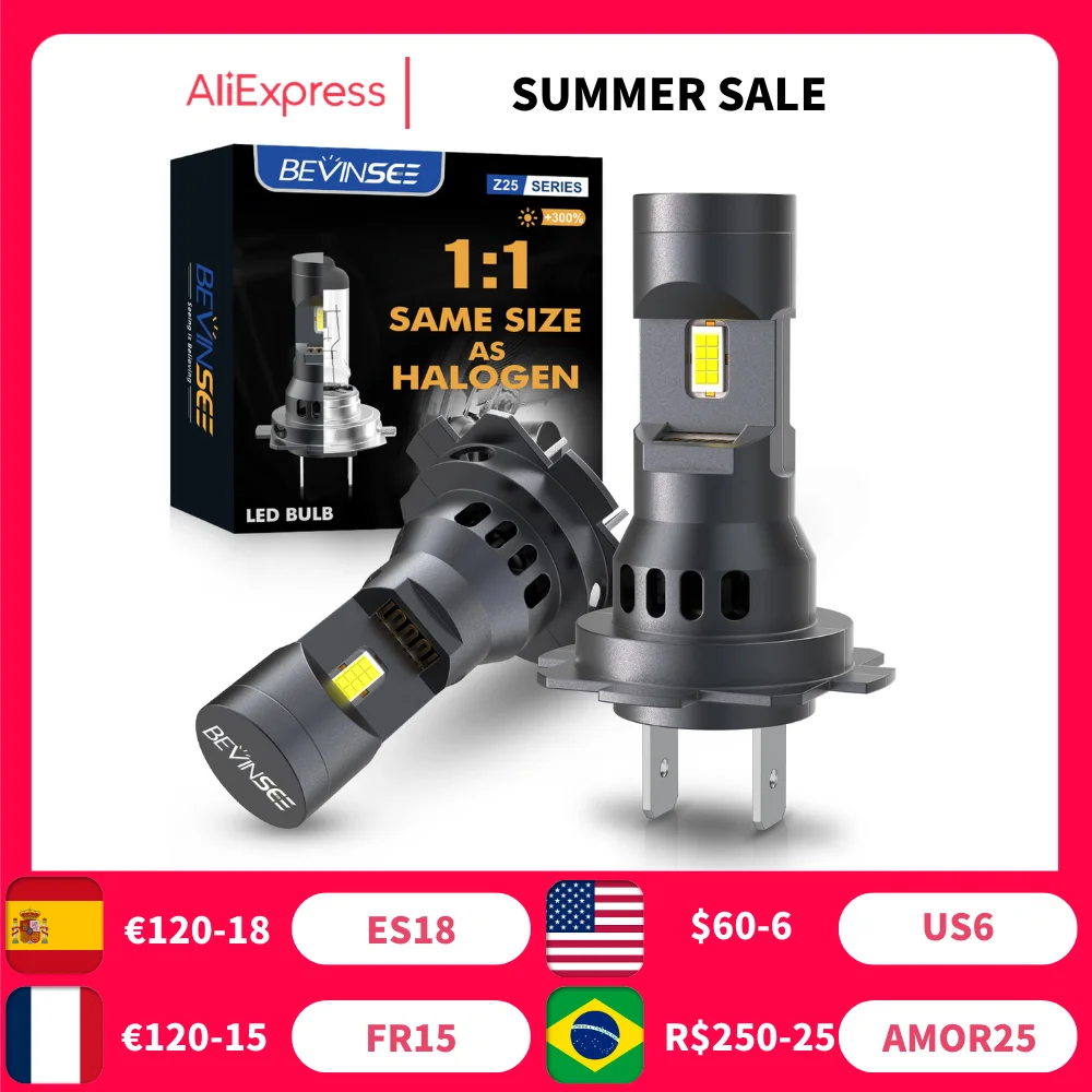 Bevinsee H7 Led Headlight 70w 10000lm 6000k 12v Mini H7 Led Canbus ...