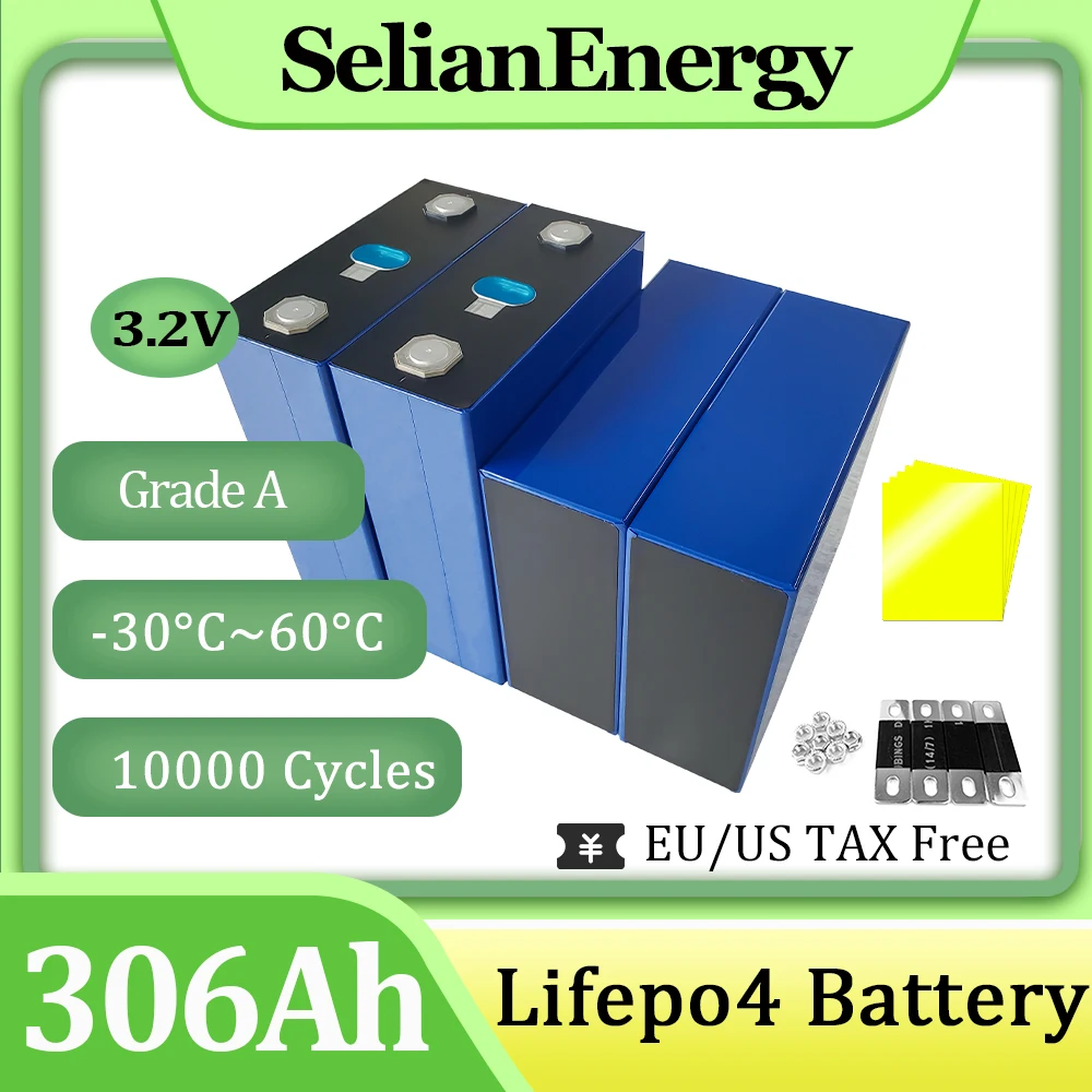 EVE-306Ah-LiFePO4-Cells-MB30-Grade-A-Battery-3-2V-Lithium-Iron-Phosphate-Rechargeable-Battery ...
