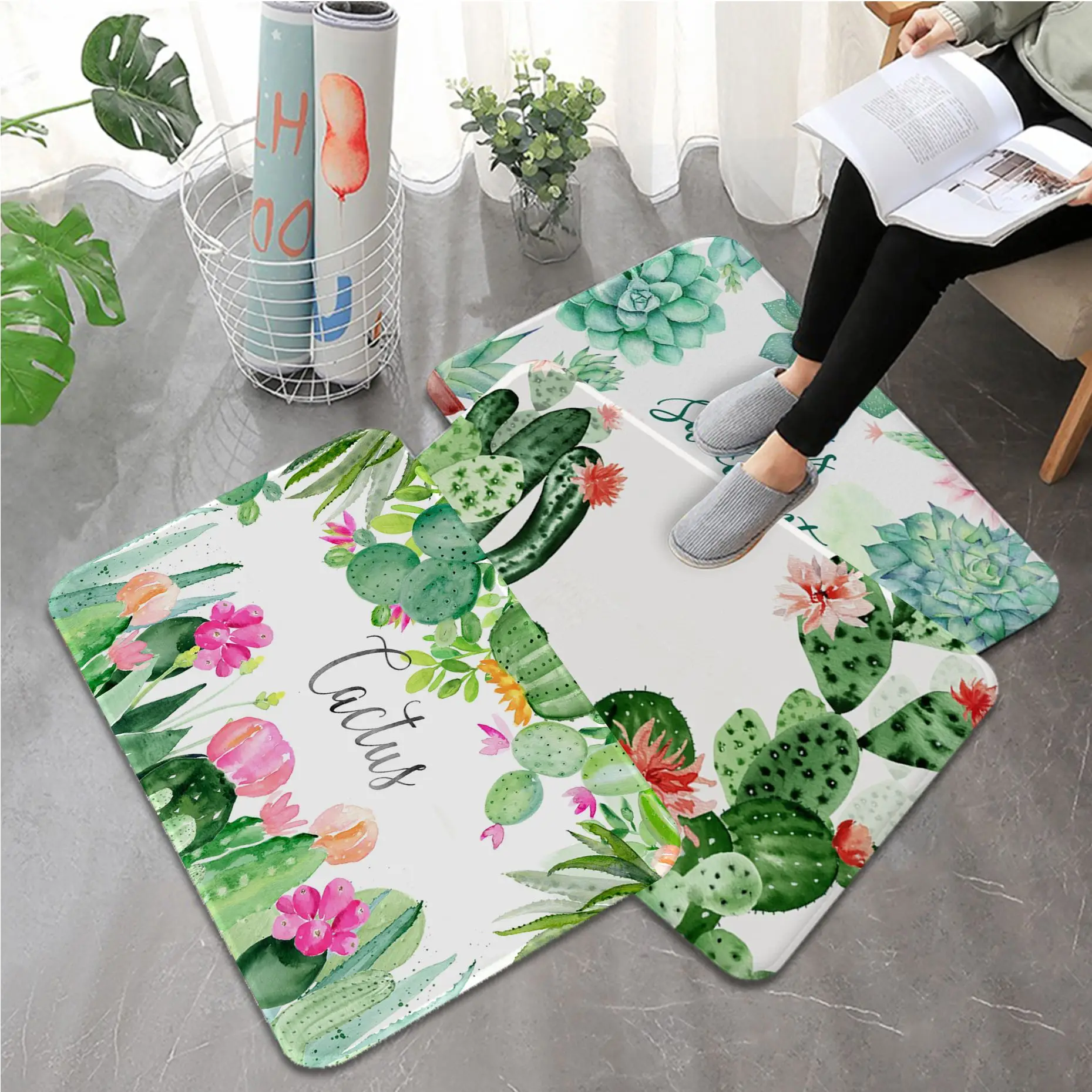 Succulent Room Carpet | Carpet Area Room | Laundry Room Mat | Cactus ...