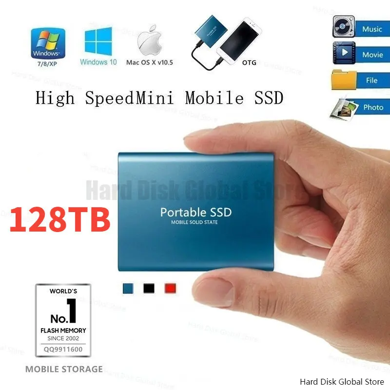 SSD 128TB Hard Drive External Type C High Speed USB3.1 2TB 4TB ssd 1tb ...