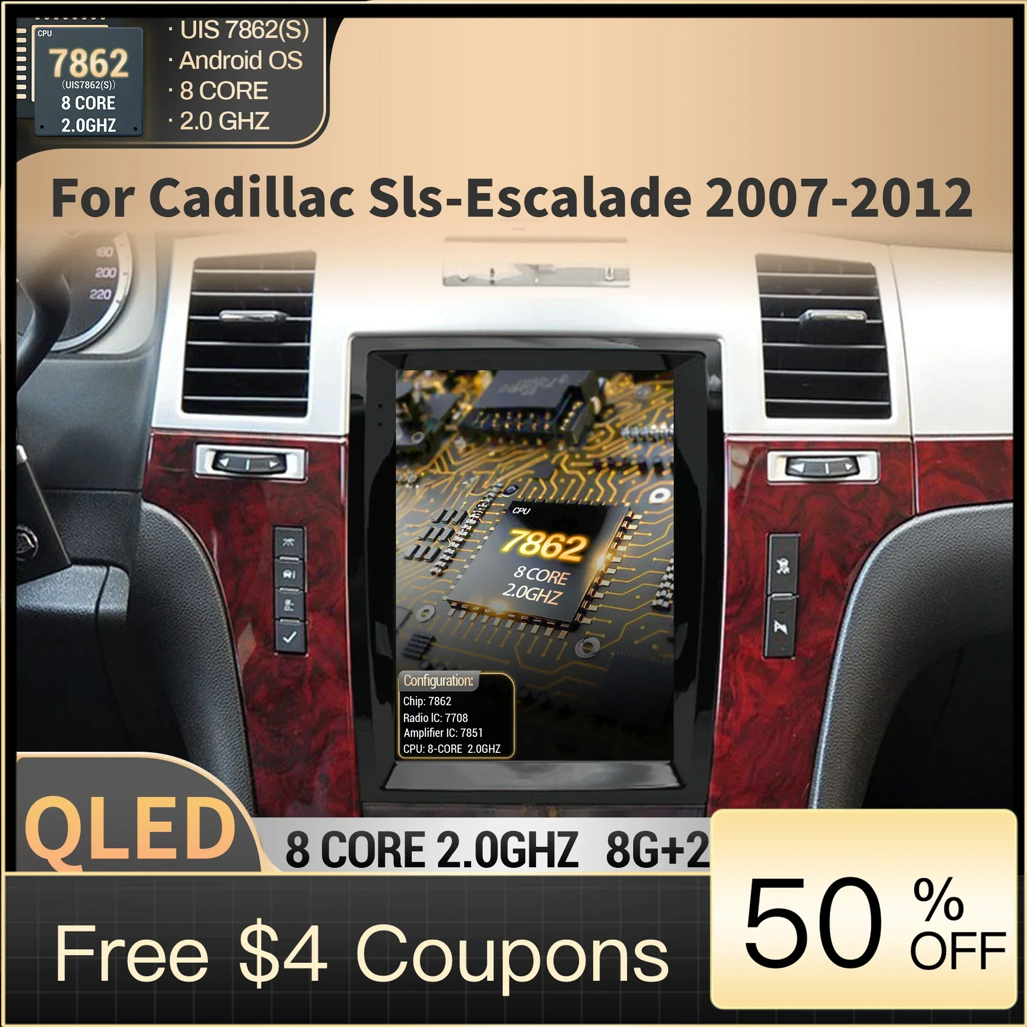 9.7" For Cadillac Sls-Escalade 2007 2008 2009 2010-2012 Car Multimedia ...