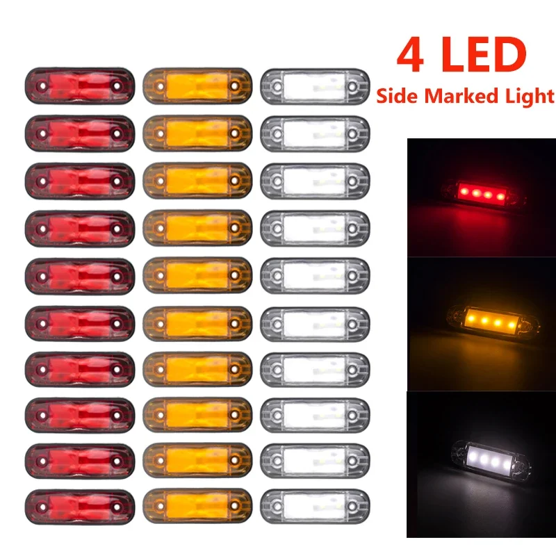 10PCS-12V-24V-4-LED-Oval-Clearance-External-Side-Marker-Warning-Light ...