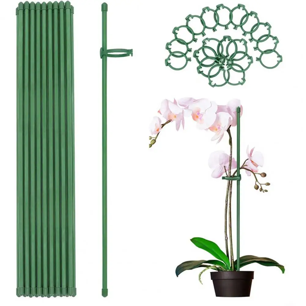6Pcs/12pcs Plant Support Stakes Fiberglass Green Color Flower Growth ...