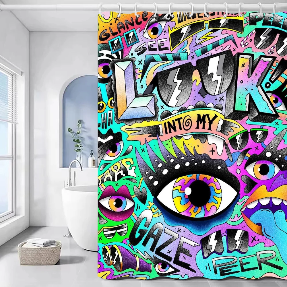 Shower-Curtains-for-Bathroom-Accessories-Set-Abstract-Woman-Psychedelic ...