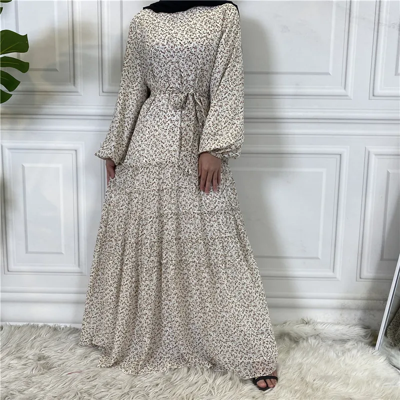 Elegant Long Muslim Print Dress for Women Ramadan Femme Islamic Clothes ...