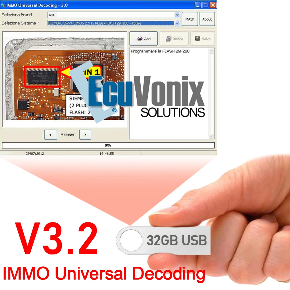 IMMO Universal Decoding V3.2 EcuVonix 3.2 Car Software 32gb USB Link ...