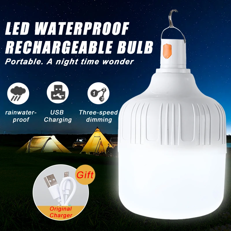 Outdoor USB Rechargeable LED Lamp Bulb Portable Light Lantern Emergency ...