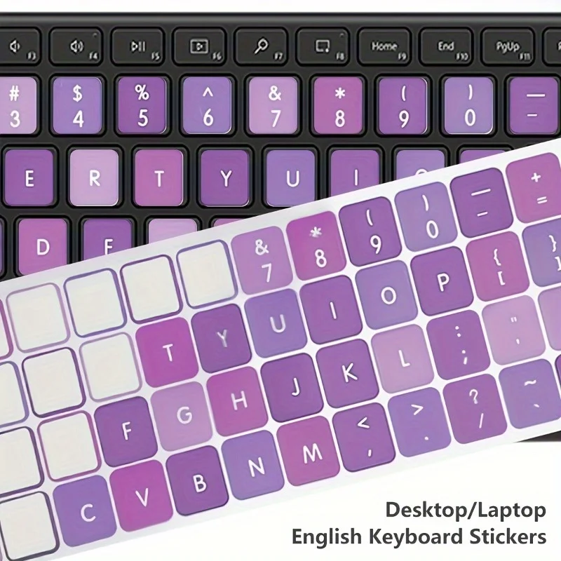 Notebook & Desktop English Keyboard Stickers – purple-Colored Key ...