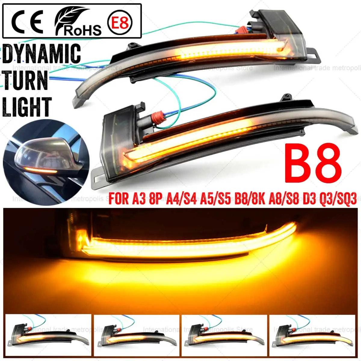 For Audi A4 A5 B8 B8.5 A3 8P Q3 A6 C6 S6 SQ3 A8 D3 8K LED Dynamic Turn ...