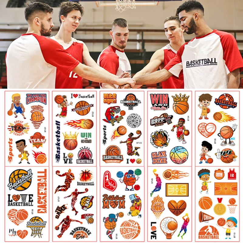 10pc-lot-Basketball-Temporary-Tattoos-Stickers-Kids-Birthday-Party ...