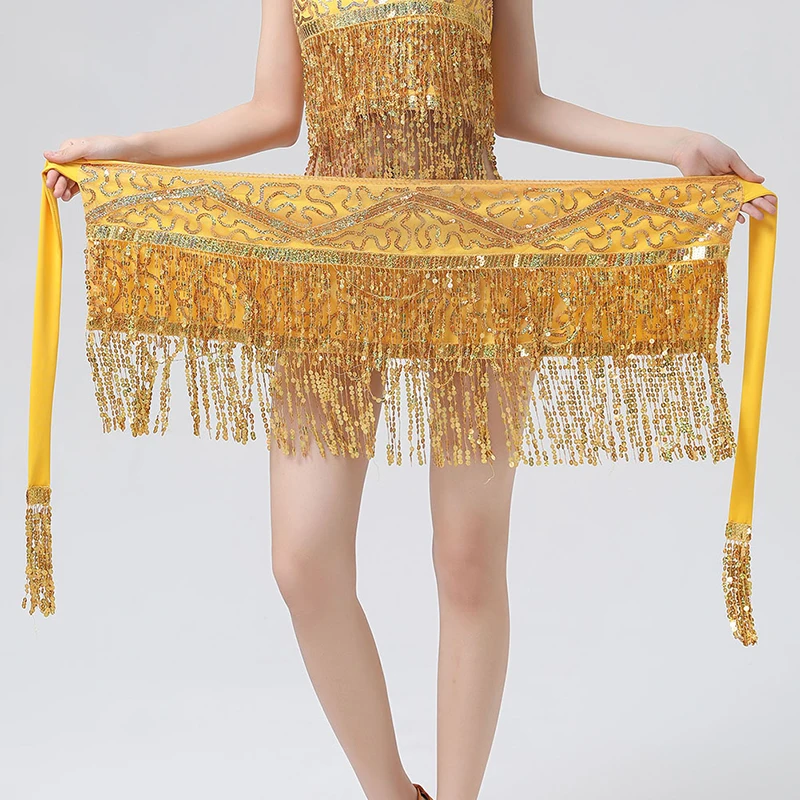 Belly-Dancing-Belt-for-Lady-Gauze-Glitter-Tassel-Dance-Skirt-Bellydance ...