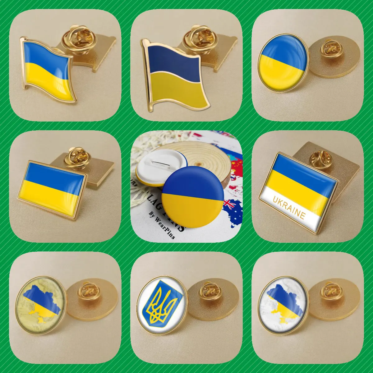 Ukraine-Ukrainian-Flag-National-Emblem-National-Flower-Brooches-Badges ...