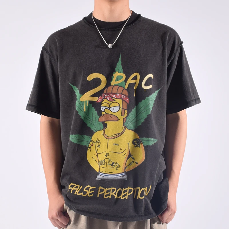 New-2Pac-Anime-Character-Casual-American-High-Street-Pop-Vintage-Wash ...