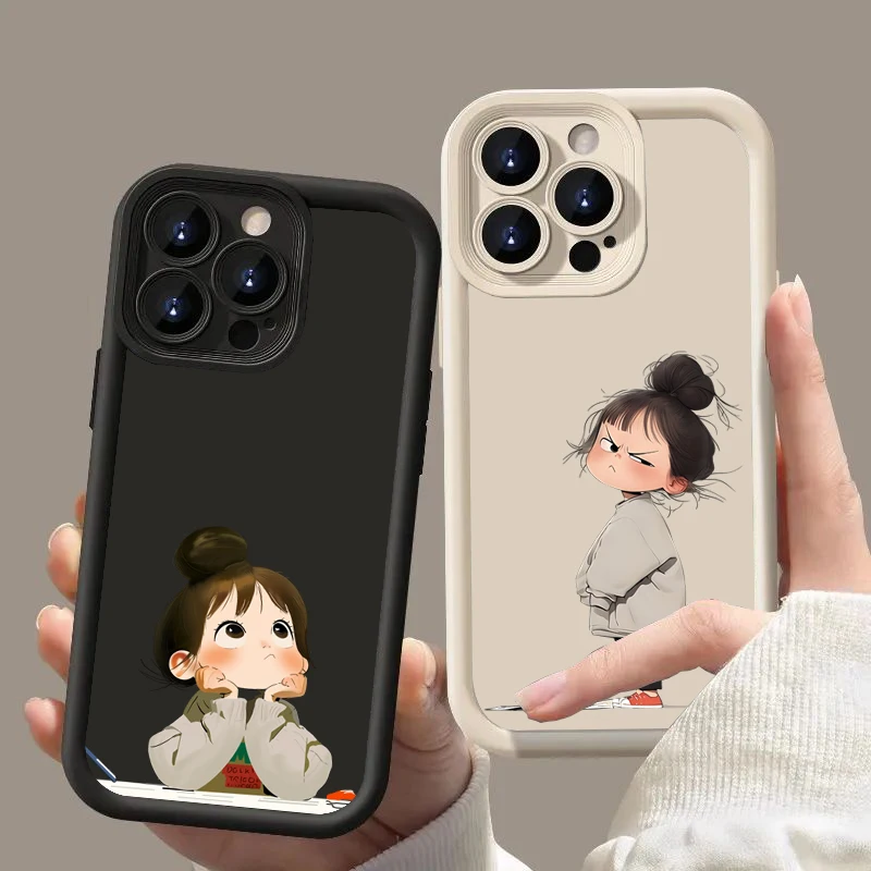 Cute Minimalist Angry Girl Print Soft Phone Case For Xiaomi Redmi 13C ...