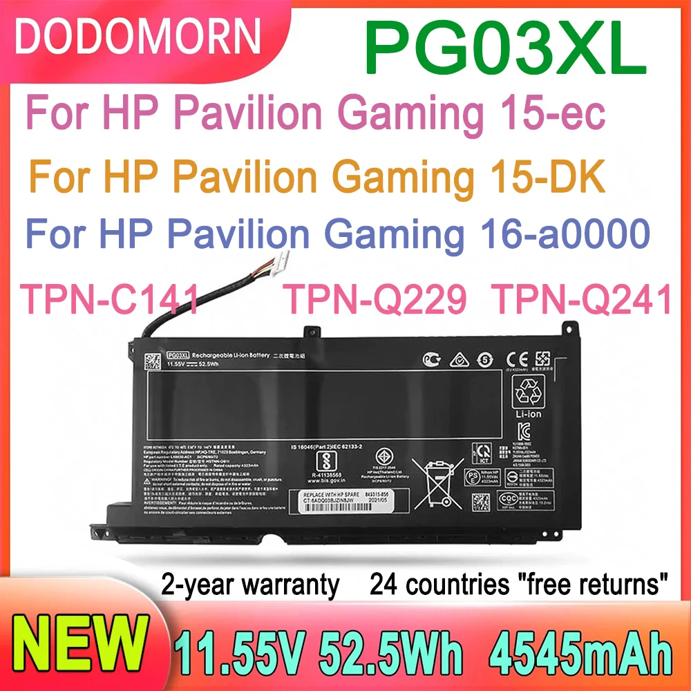 New Laptop Battery PG03XL For HP Pavilion Gaming 15-DK dk0003nq 15 ...