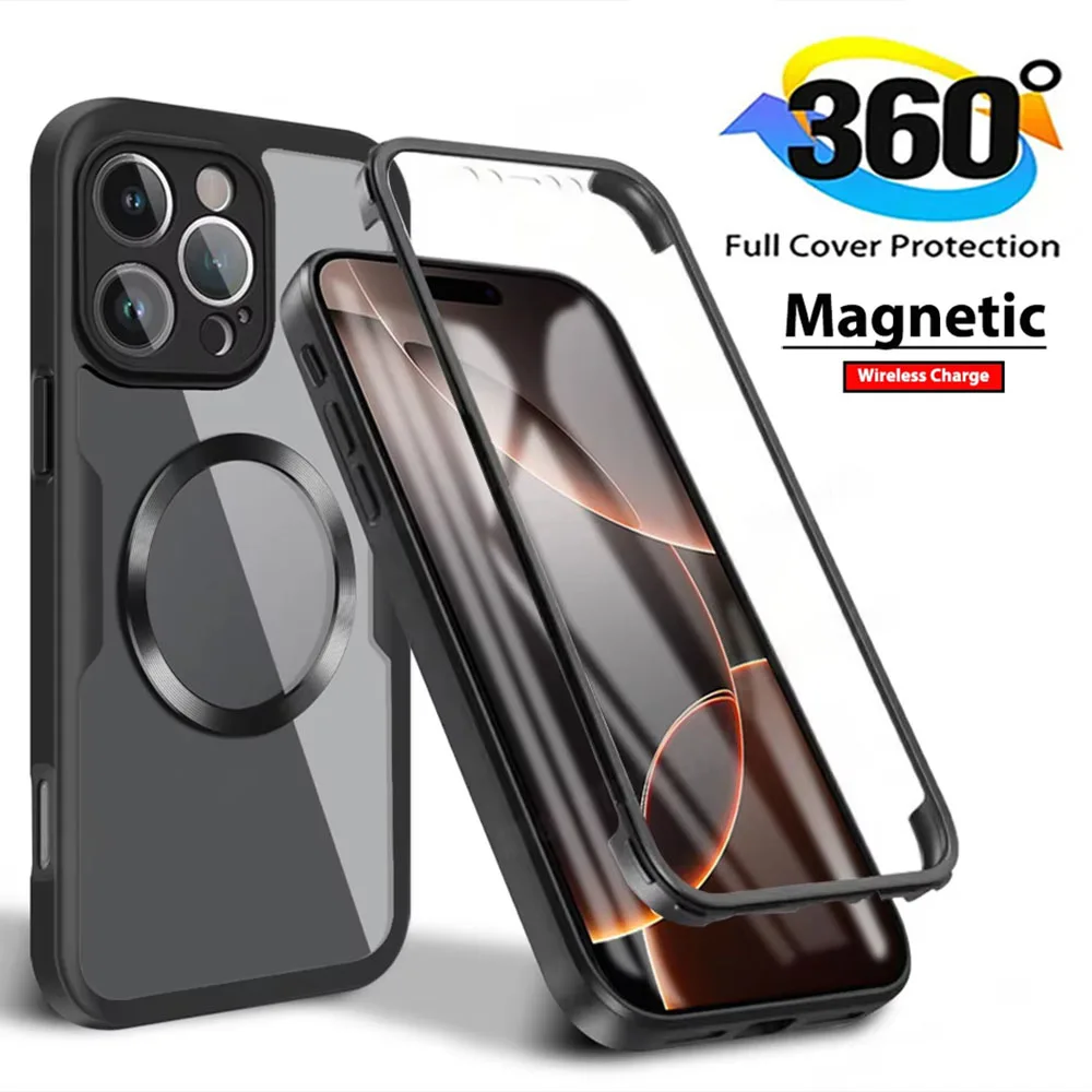 360 Full Cover Screen Protector Phone Case For iPhone 16 Pro Max 11 12 ...