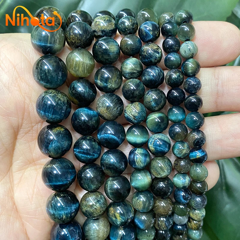 Natural-Stone-Multicolor-Gray-Blue-Tiger-Eye-Stone-Round-Loose-Beads-6 ...