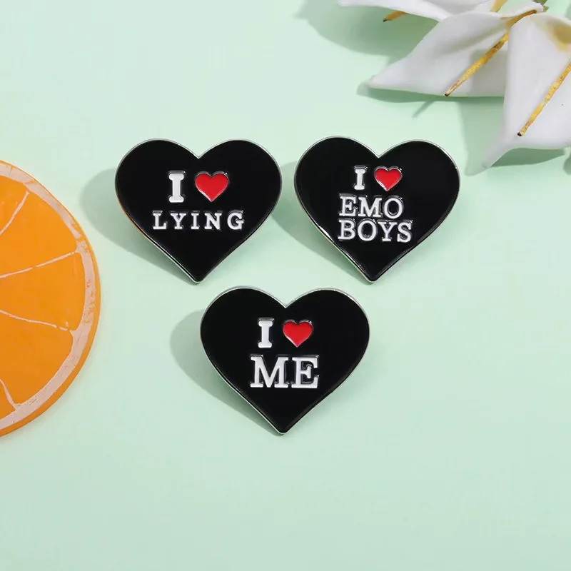 I-Love-Emo-Boys-Enamel-Pin-I-Love-To-Make-Boys-Cry-Humor-Brooch-Black ...