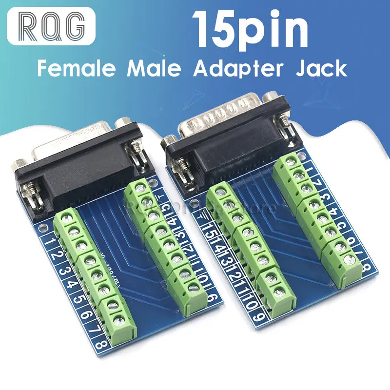 Adaptador macho hembra DB15 DP15 D SUB, conector VGA de 15 Pines, Terminal de clavija, placa PCB ...