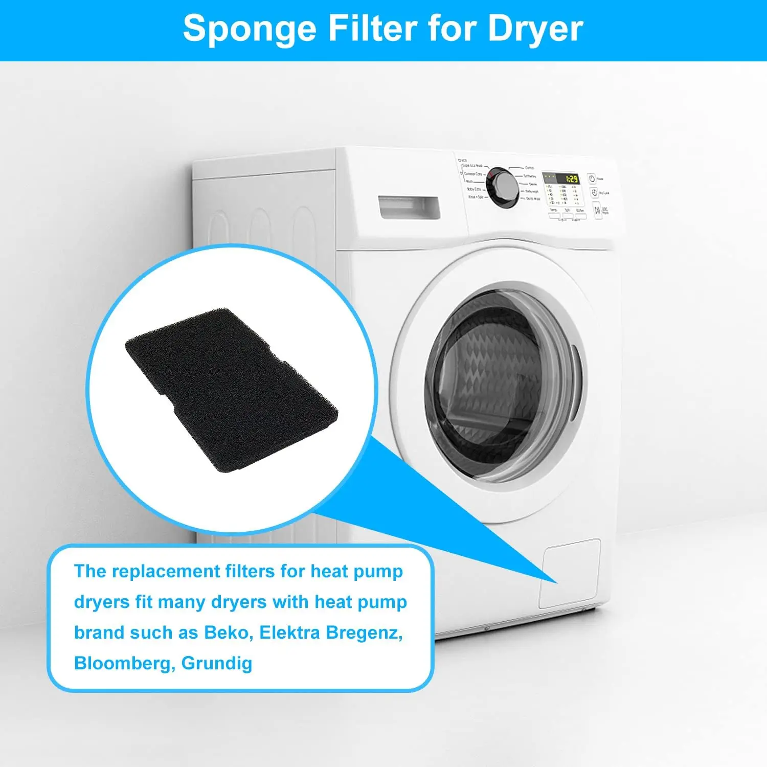 Beko 2964840100 Dryer Filter 8 Pack Sponge Foam Lint Filter for Heat ...