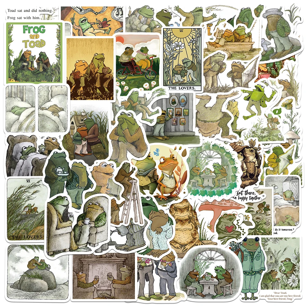 50pcs-Vintage-Frog-and-Toad-Cartoon-Stickers-Decals-DIY-Stationery ...