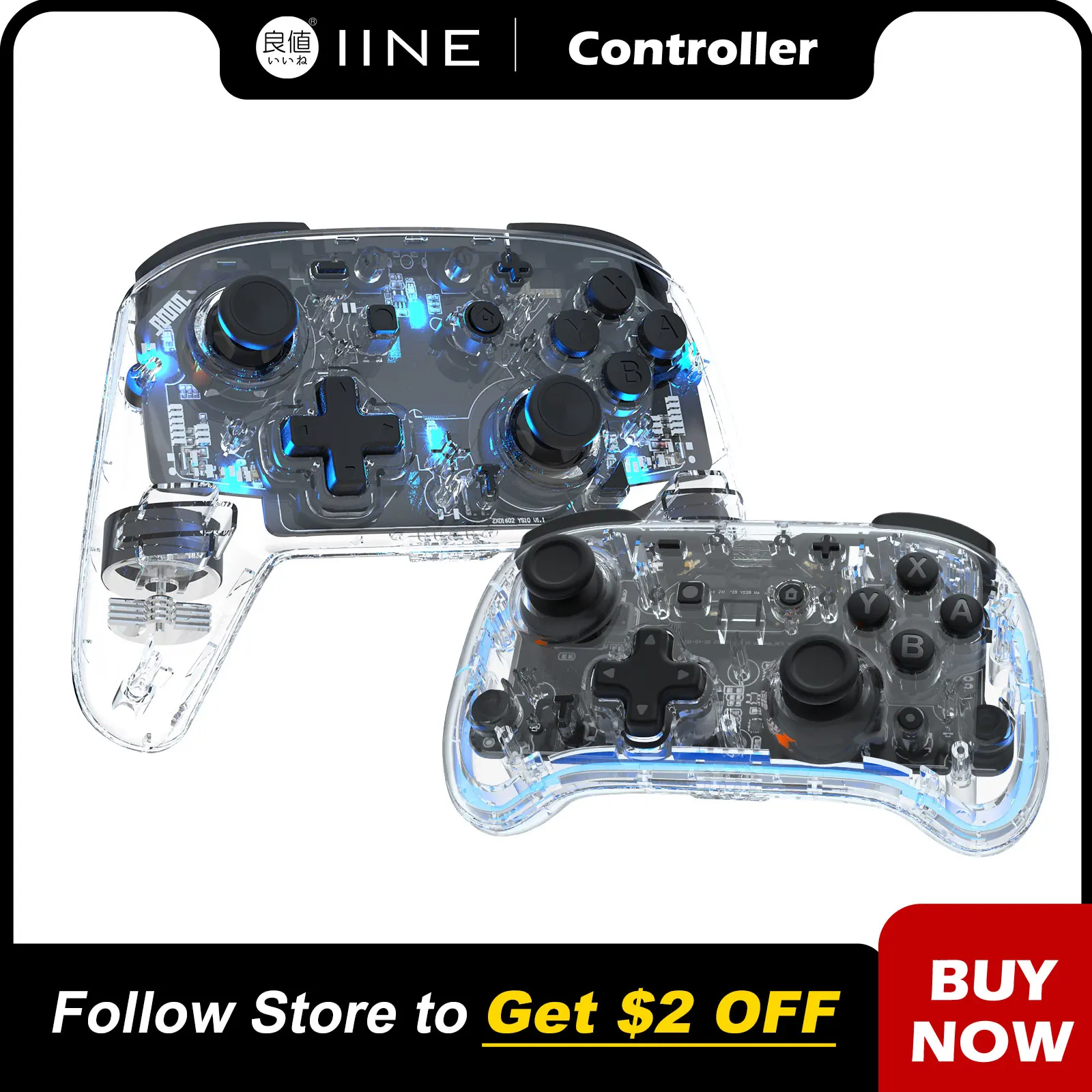 IINE-Gen4-Bluetooth-Wireless-Transparent-Pro-Controller-Wake-Up ...