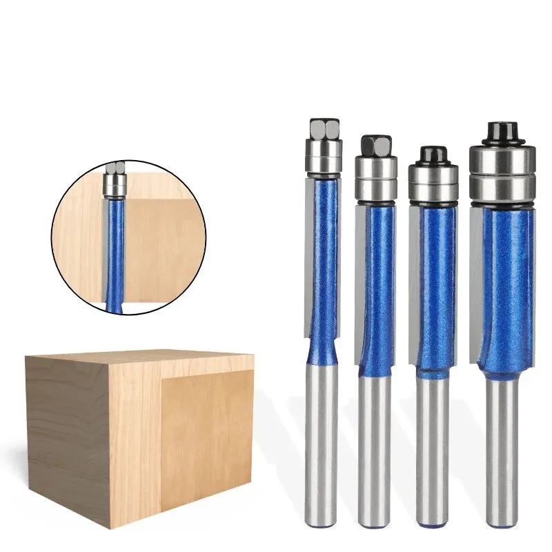 4pcs-Sparkling-Silver-Blue-Double-Bearing-Flush-Trim-Router-Bit-1-4 ...
