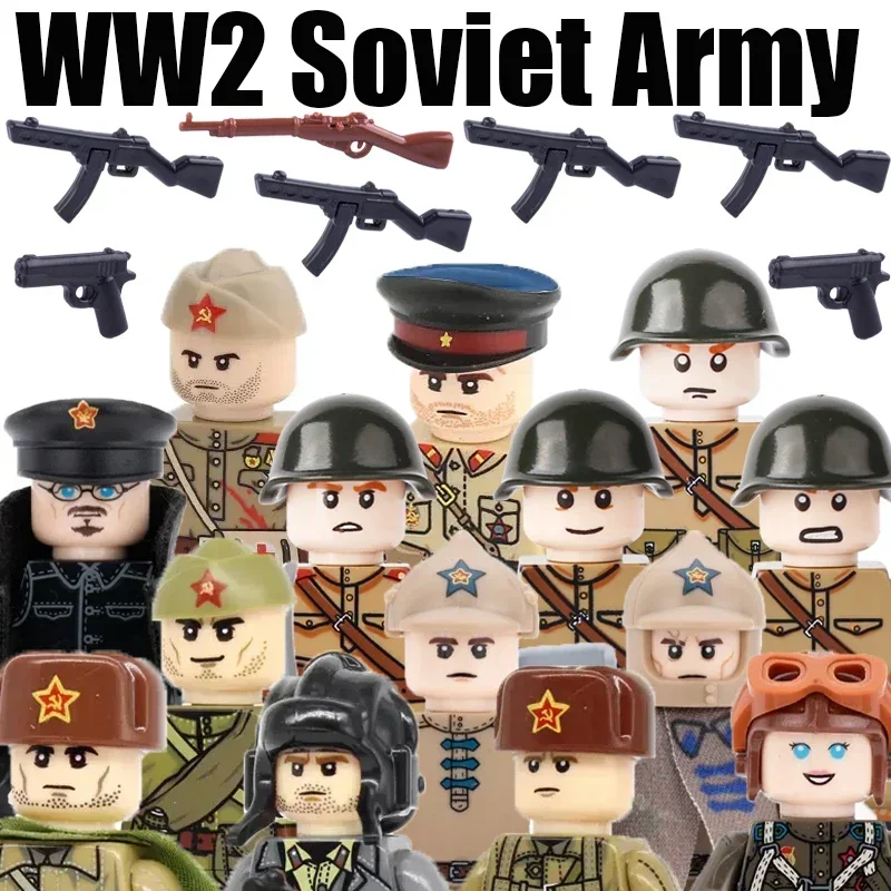 WW2 Military Soviet Union Soldier Figures Model Building Blocks Bricks ...