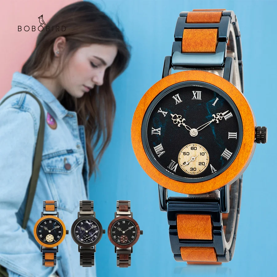 BOBO-BIRD-Wooden-Womens-Watches-Stylish-Wood-Stainless-Steel-Combined ...