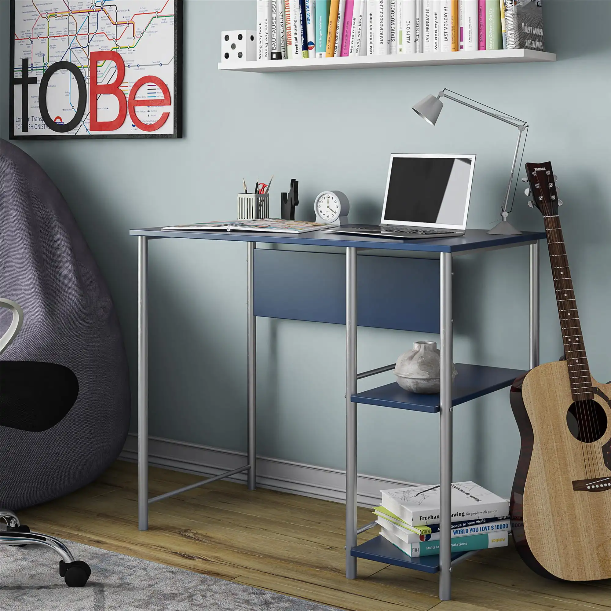 Metal Student Computer Desk, Gaming Desk Computer Desk Bedroom Monitor ...