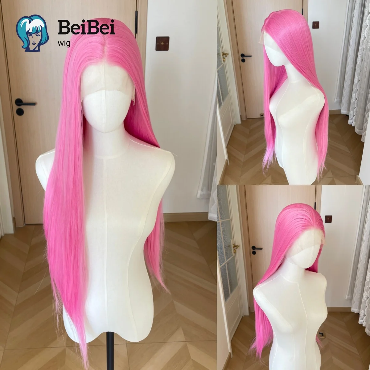 Rose Pink Wig for Women 13x4 Lace Front Wig 26inch Long Straight ...
