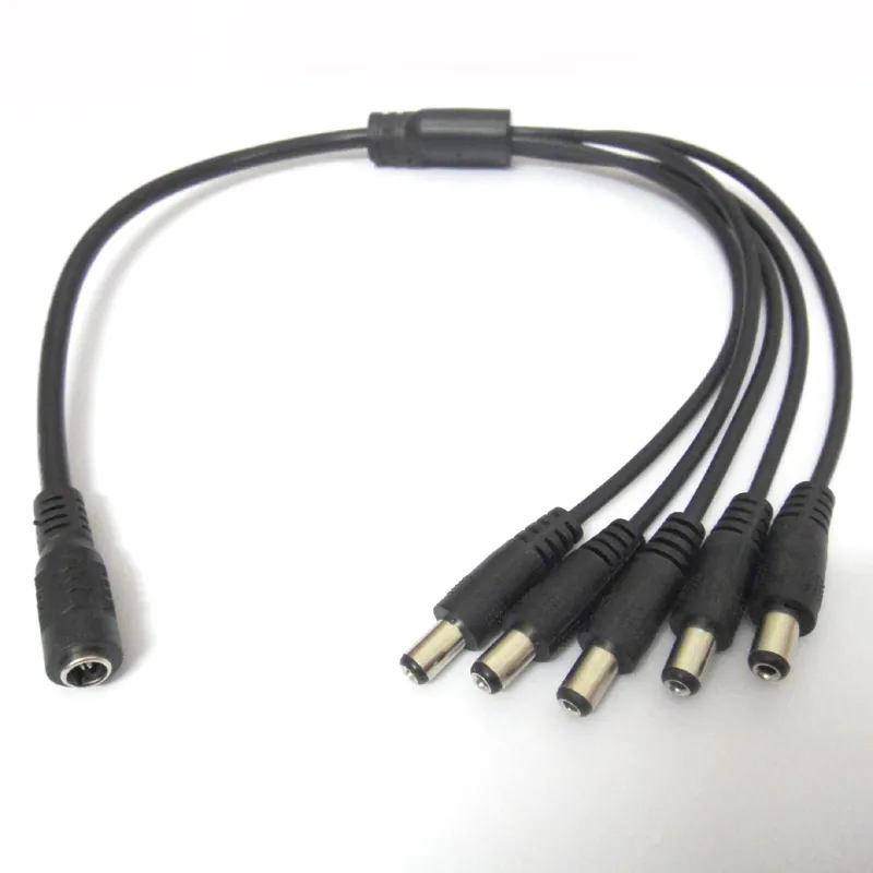 Dc Power Splitter Cable 1 Female To 5 Male Cord Adaptor 1 To 5 Dc 2.1mm ...