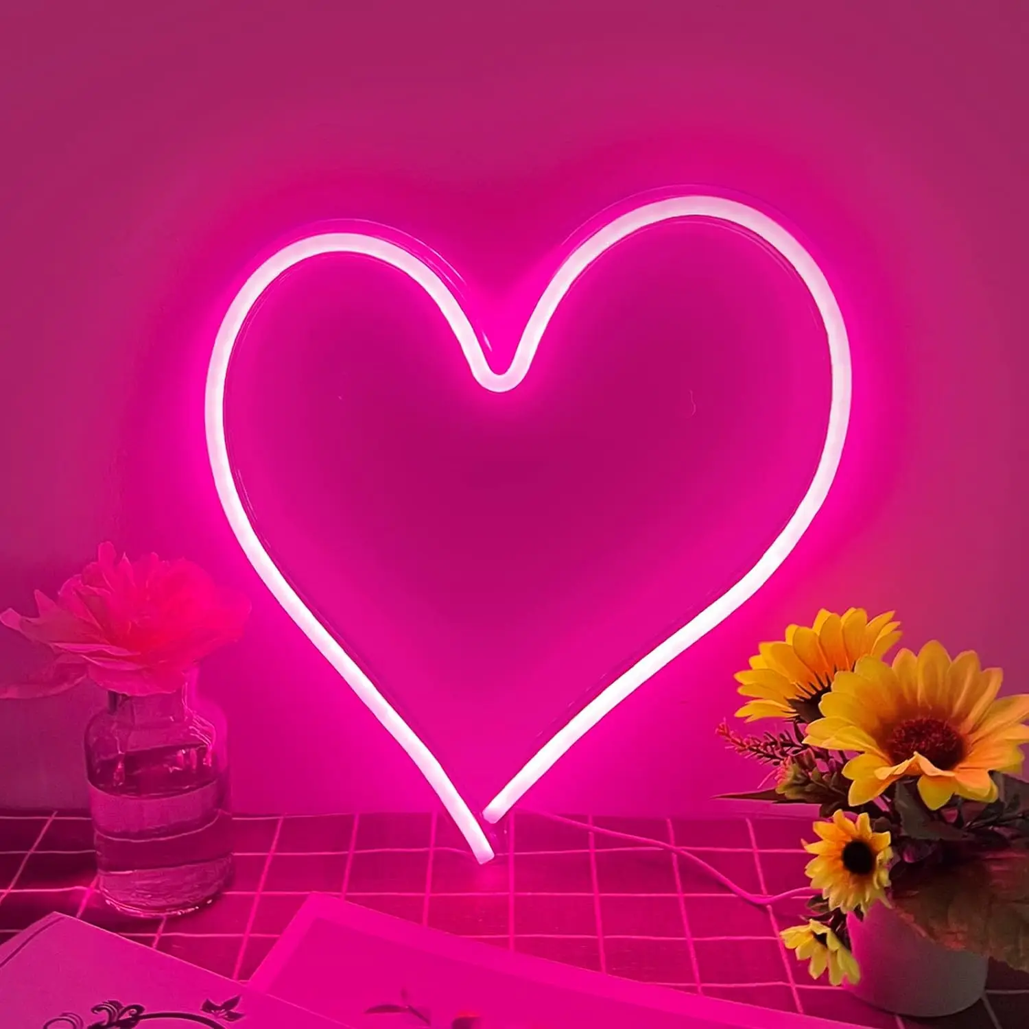 Roze-Hart-Neon-Bord-Led-Neon-Licht-Voor-Muur-Decor-Liefde-Hart-Licht ...