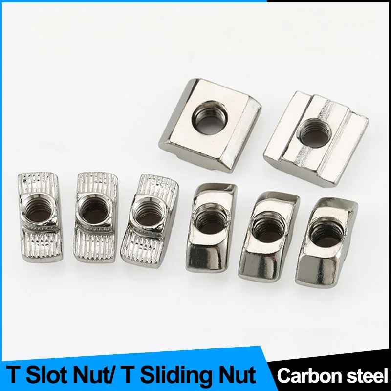 Carbon Steel T Slot Nut T Sliding Square Nut Hammer Head Fastener Nut for 20 30 40 45 Series ...