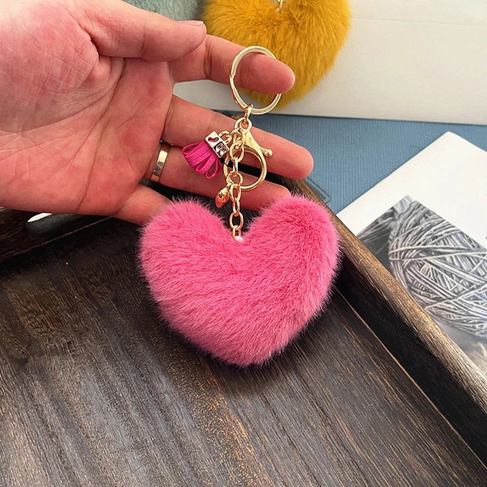 Cute-Plush-Heart-Keychains-Fluffy-Pompom-Pendant-Keyring-Exquisite ...